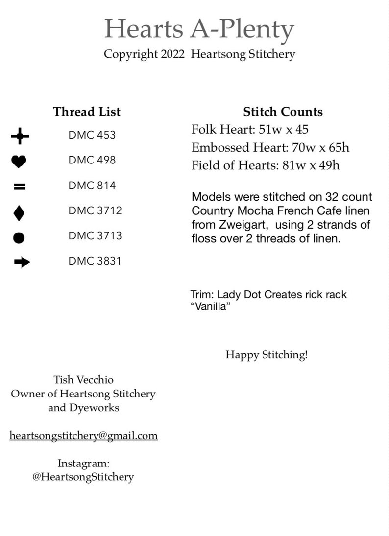 Hearts A Plenty Cross Stitch Pattern Digital PDF Heartsong Stitchery - Etsy