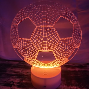 3D LED Football Lamp / Light Handmade in UK - 7 Colours and Remote ...