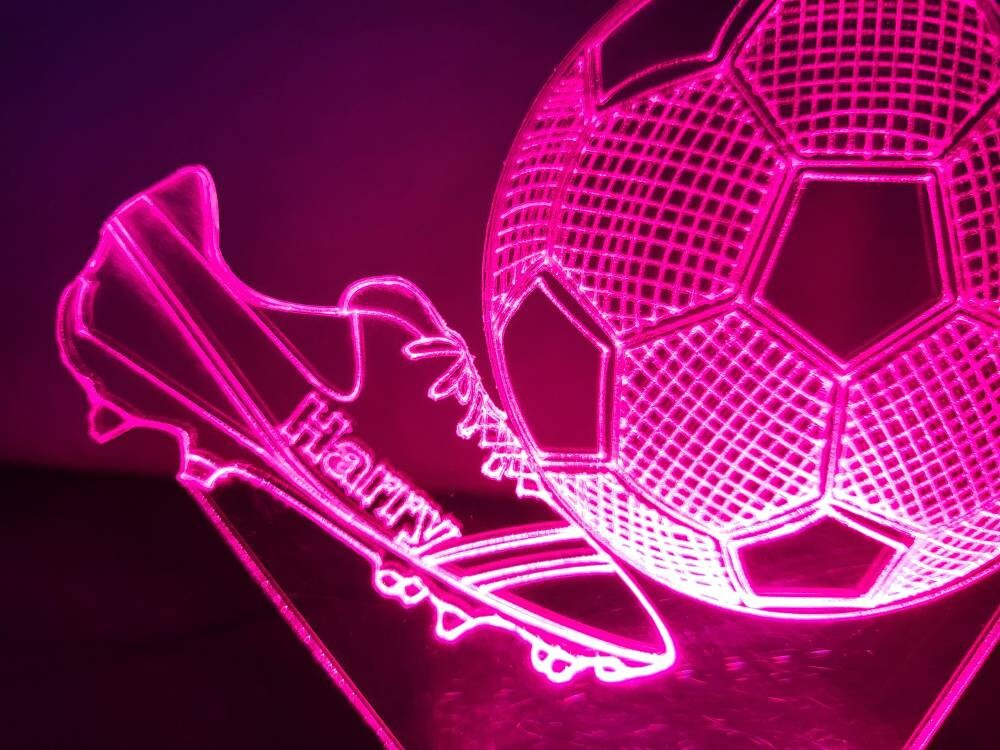 3D LED Personalised Football and Boot Kicking Sport Boys Kids - Etsy UK