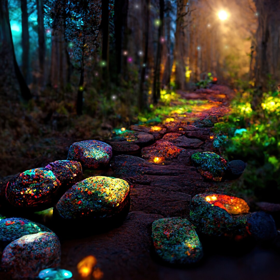 Digital Background/digital Backdrop/magic Forest/colored Rocks/instant ...