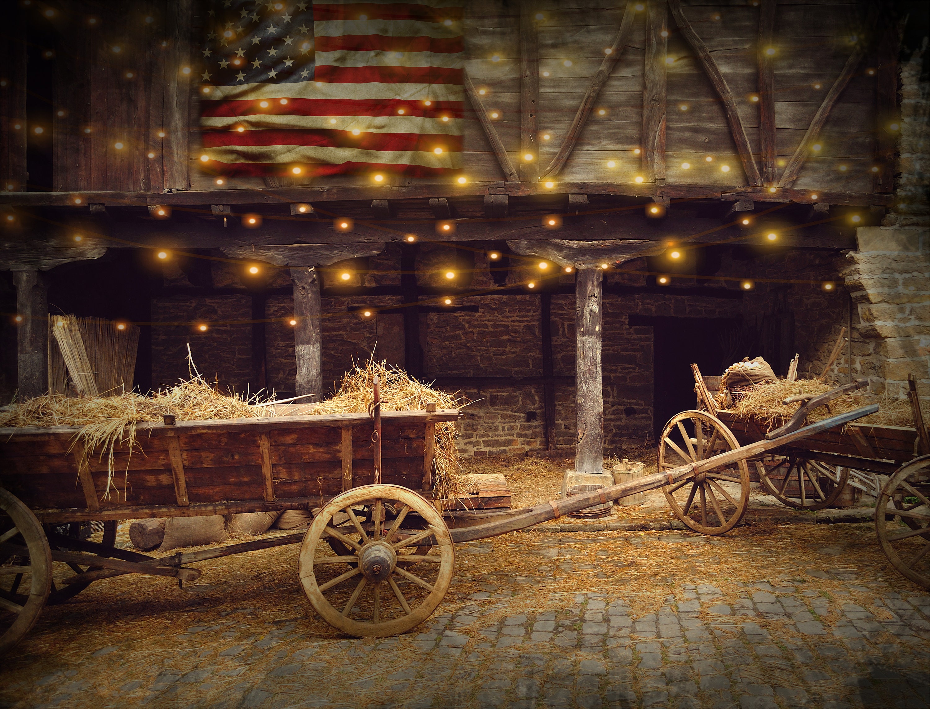 Buy Hay Barn/old Barn/lights With Old Barn/rustic Barn/digital Backdrop ...