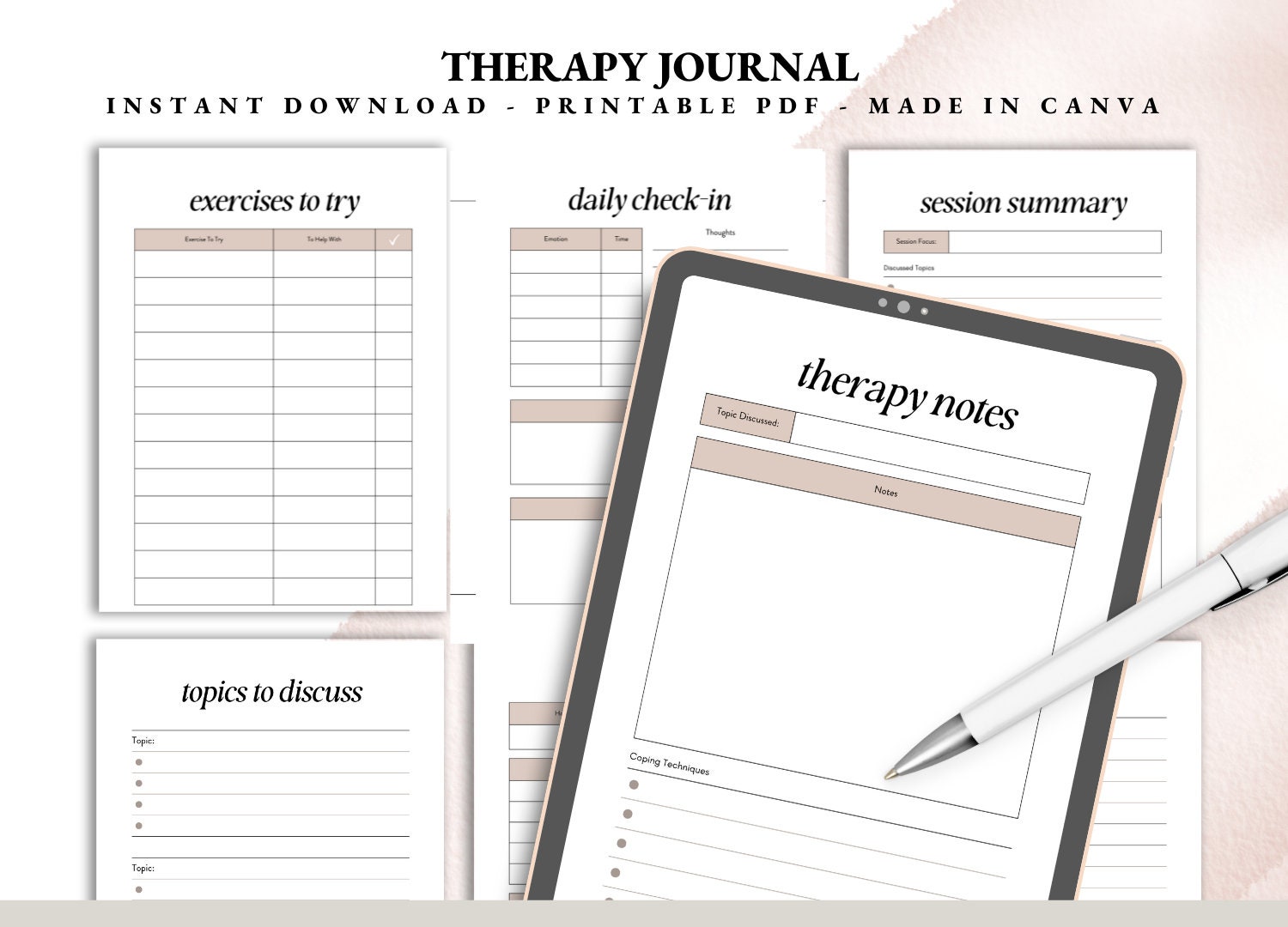 Digital Therapy Journal | iPad Therapy Notes | Therapy Tracker ...