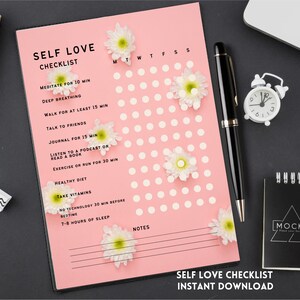 Self Love Checklist Printable PDF, Daily Routine Self Love, Daily Habit ...