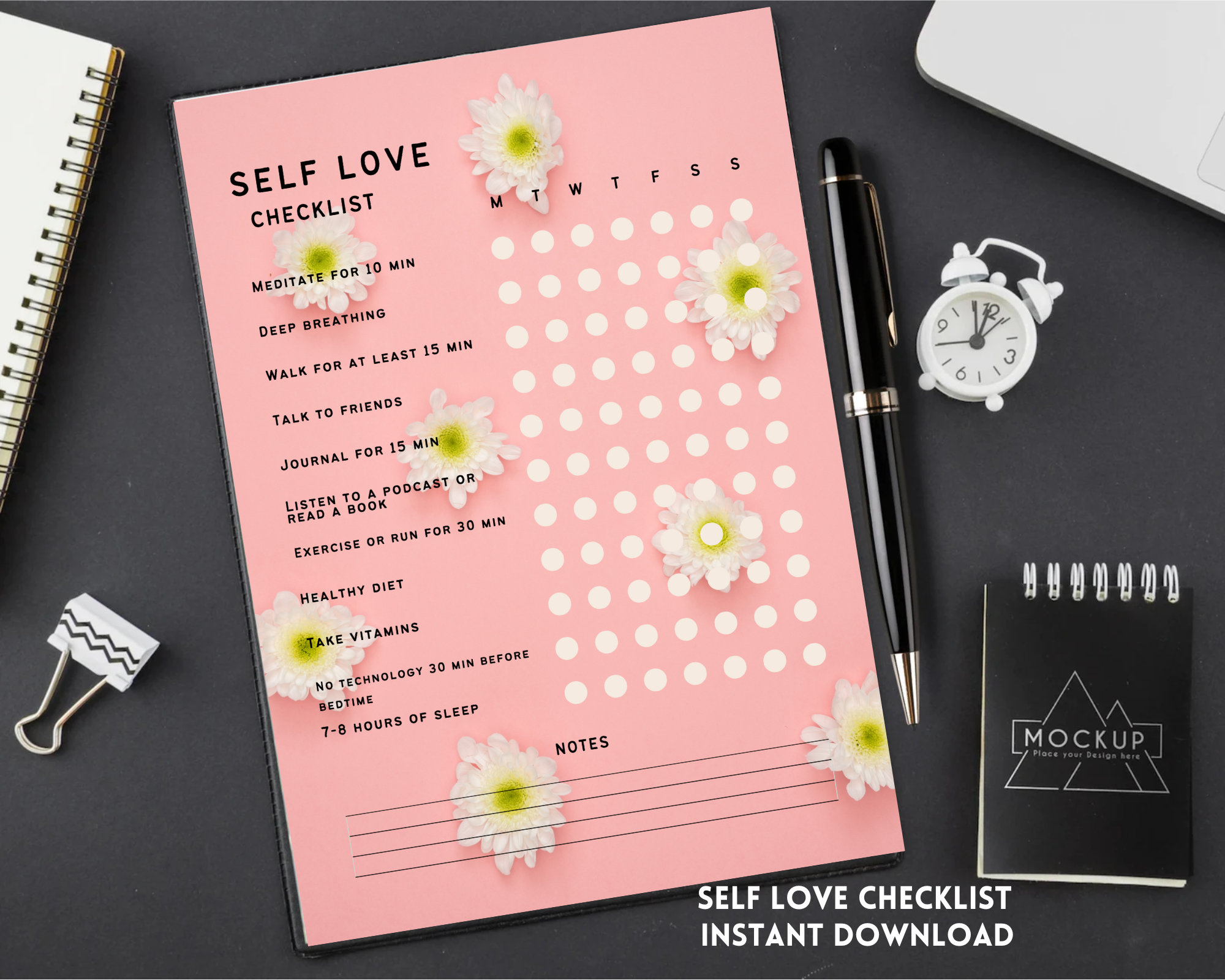 Self Love Checklist Printable PDF, Daily Routine Self Love, Daily Habit ...