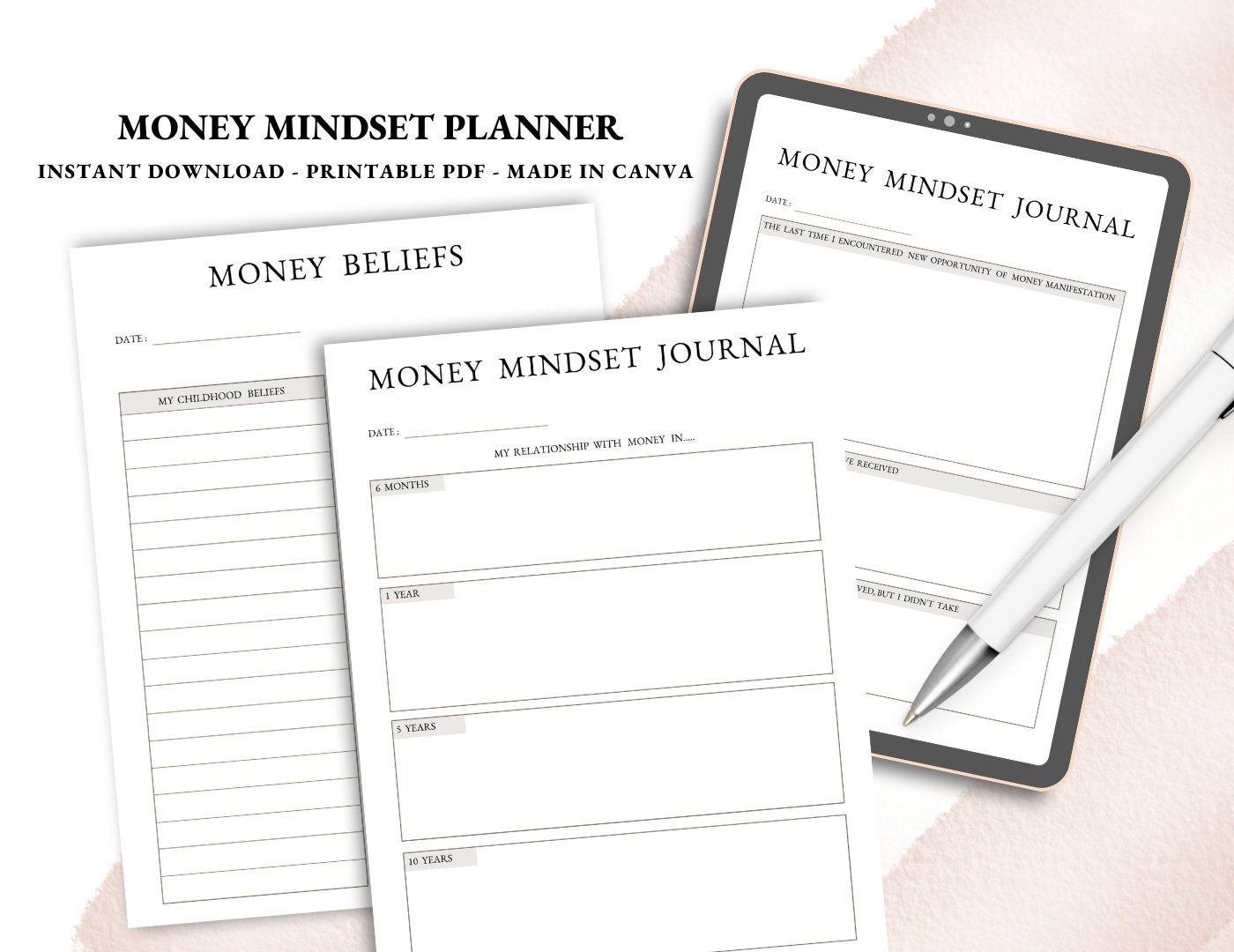Printable Money Mindset Journal | Financial Abundance Planner | Money ...