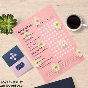 Self Love Checklist Printable PDF, Daily Routine Self Love, Daily Habit ...