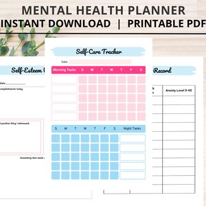 Mental Health Journal, Printable Mental Health Planner, Anxiety Mood ...