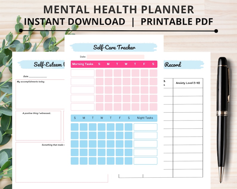 Mental Health Journal, Printable Mental Health Planner, Anxiety Mood ...