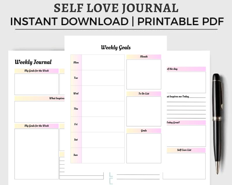 Self Love Printable Planner, Digital Dream Journal, Wellness Goal ...