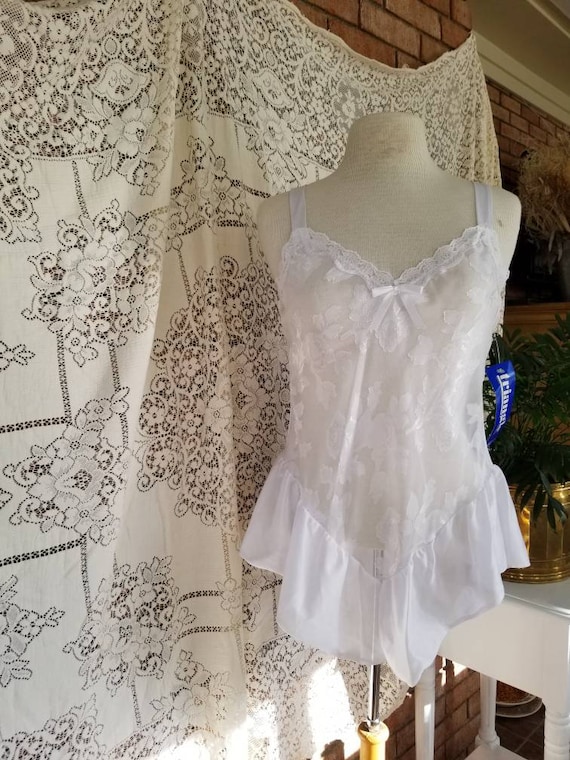 Sale Vintage White Teddy Lingerie Triangle Lingerie… Gem