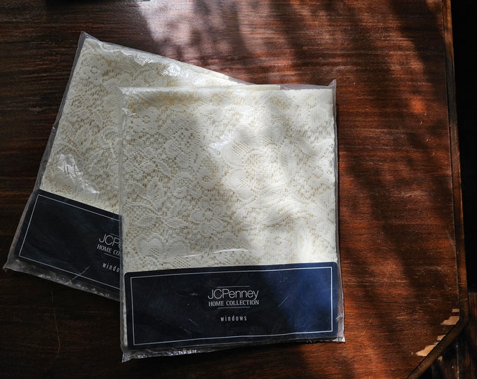 Vintage Valances, Jcpenney Set of 2 Curtains White Susan Lace Floral ...