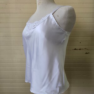 Vintage Camisole, White Cami Lingerie Floral Lace Trim Thin Shoulder ...