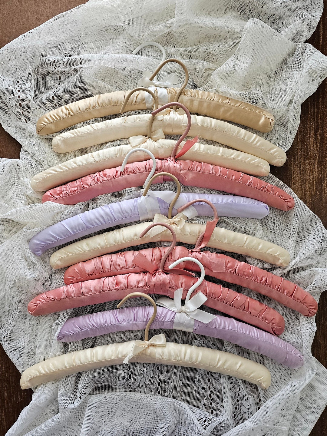 Vintage Hangers Set of 10 Satin Padded Romantic 80s 90s Pink - Etsy