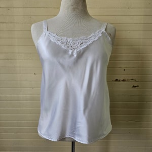 Vintage Camisole, White Cami Lingerie Floral Lace Trim Thin Shoulder ...