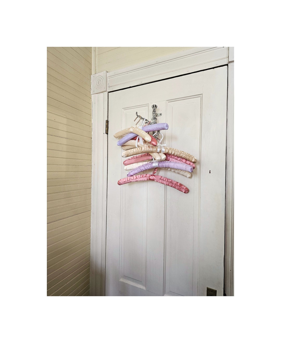 Vintage Hangers, Set of 10 Satin Padded Romantic 80s 90s Pink Cream ...