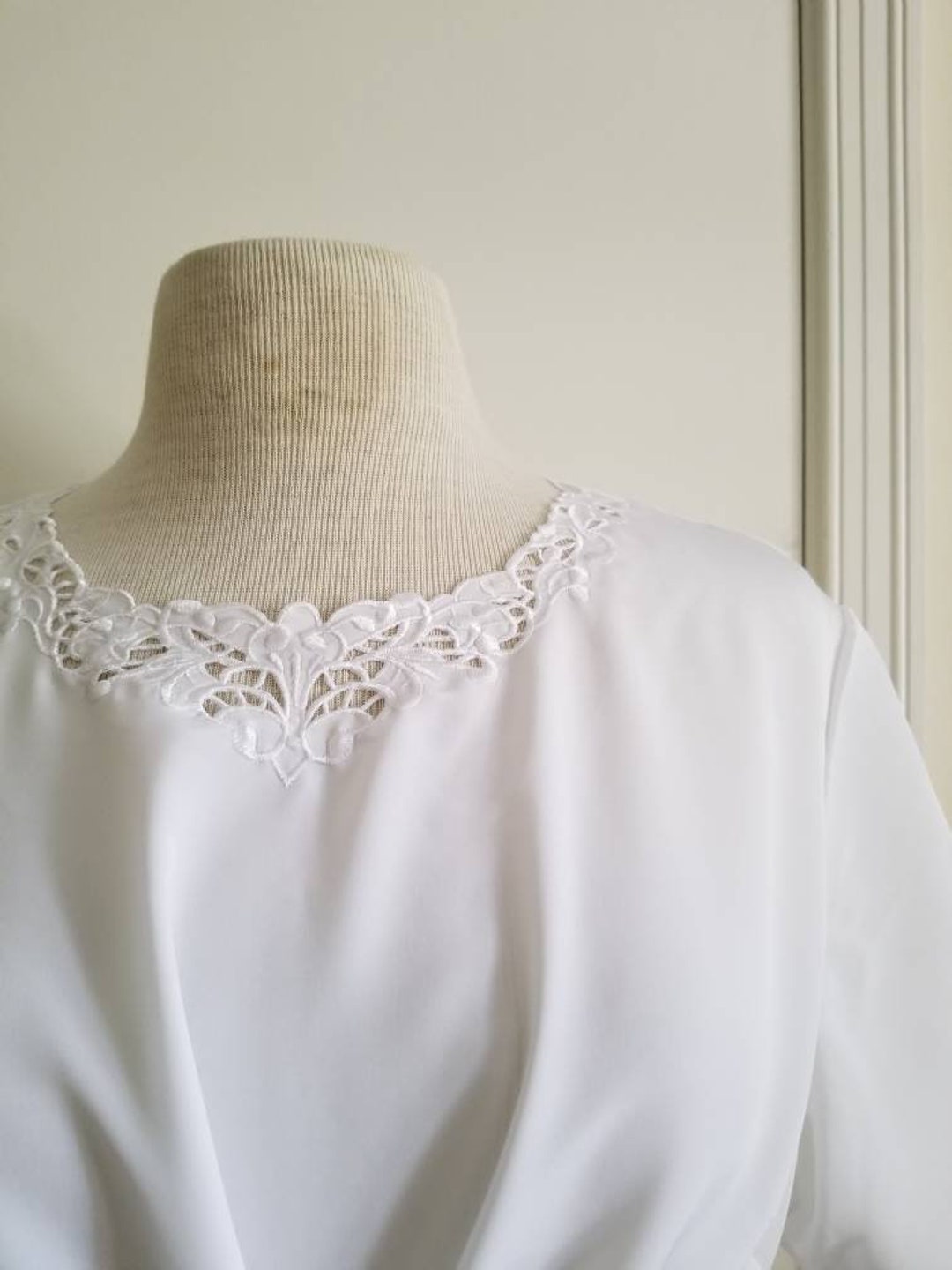 Sale Vintage White Blouse Brownstone Studio Size 16 Dressy / Eyelet ...