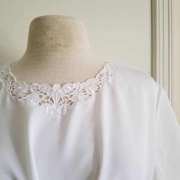 White Eyelet Short Sleeve Blouse - Etsy
