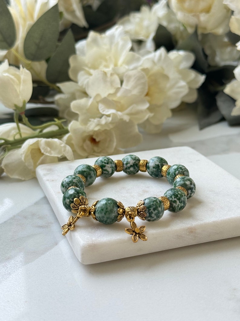 Hot Selling Green Jasper Stretch Bracelet, Gemstones, Boho, Healing ...