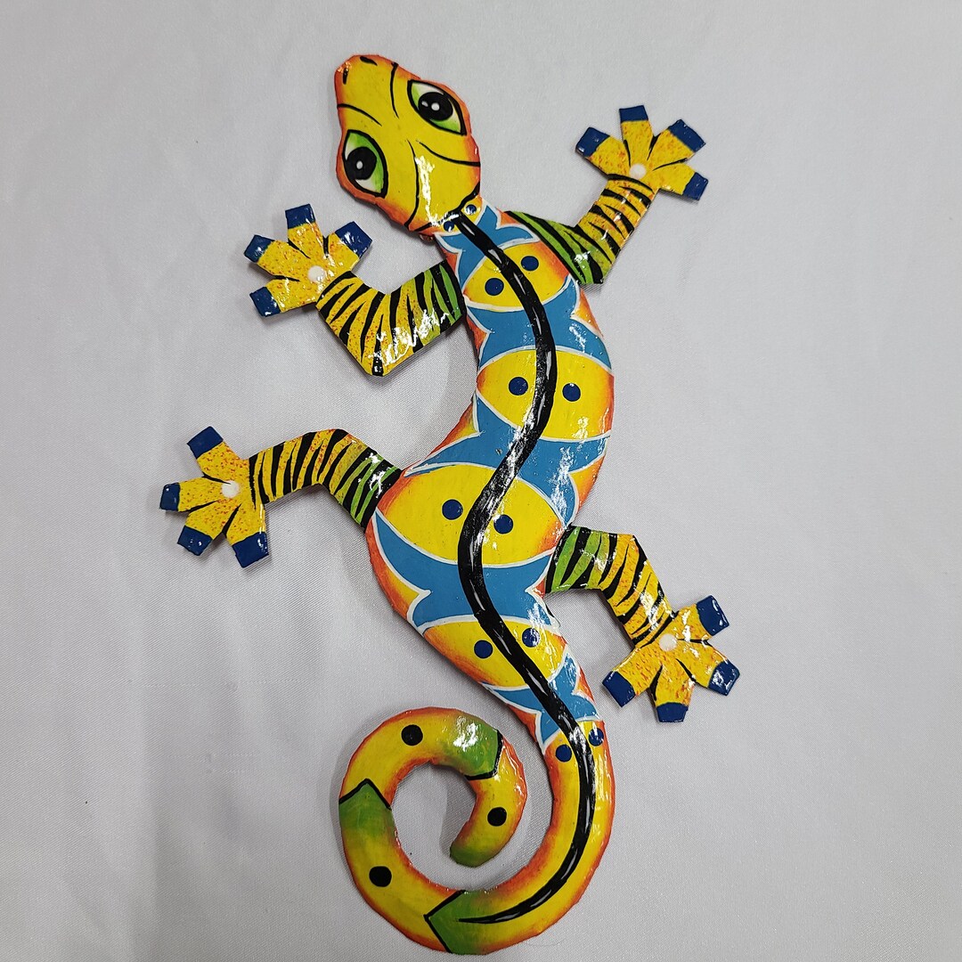 Small Lizard Art / Haitian Fair Trade Art yellow/orange Head - Etsy