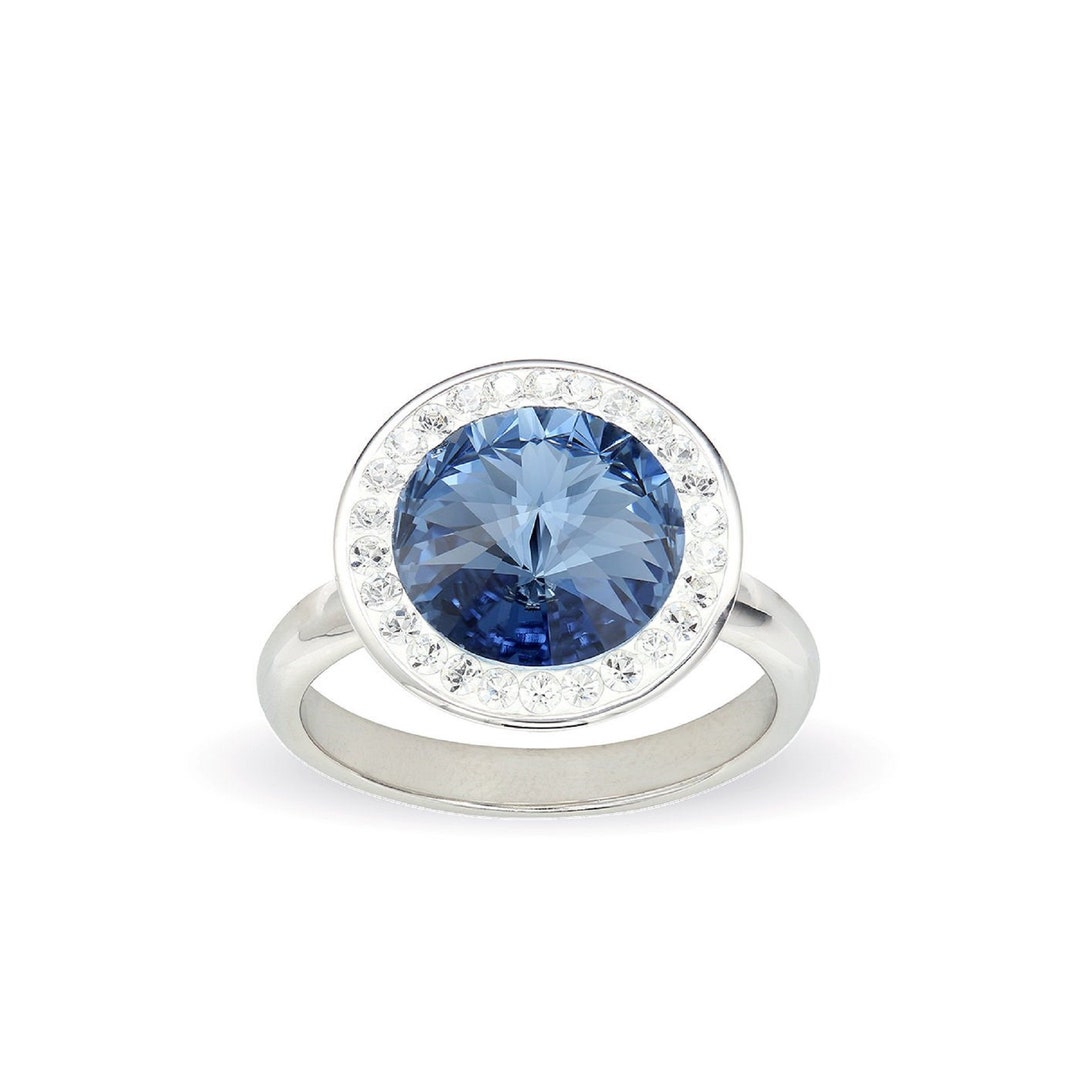 Swarovski Montana Blue Ring Sparkly Blue Crystal Ring Swarovski Ring ...