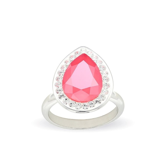 Royal Red Teardrop Ring for Women Crystal Pear Shaped Ring | Etsy