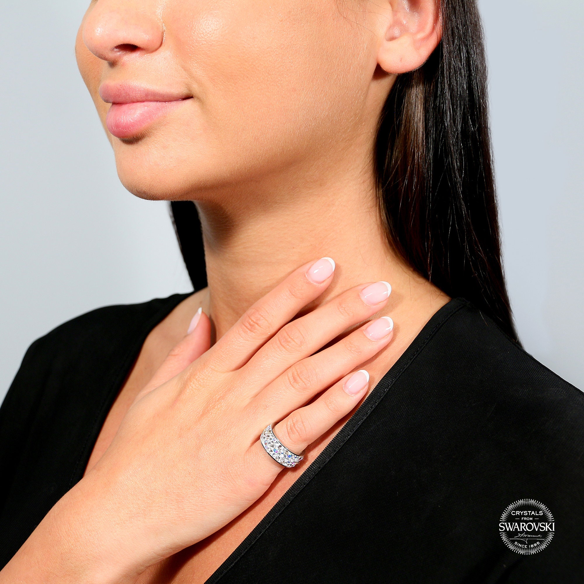 Unique Swarovski Ring Band Sparkly Crystal Ring 316L - Etsy