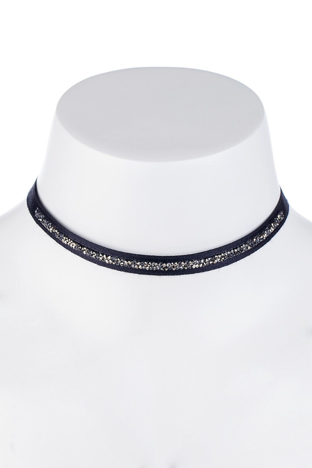 Black Choker Necklace • Sparkly Crystal Choker Necklace • Dainty Choker ...