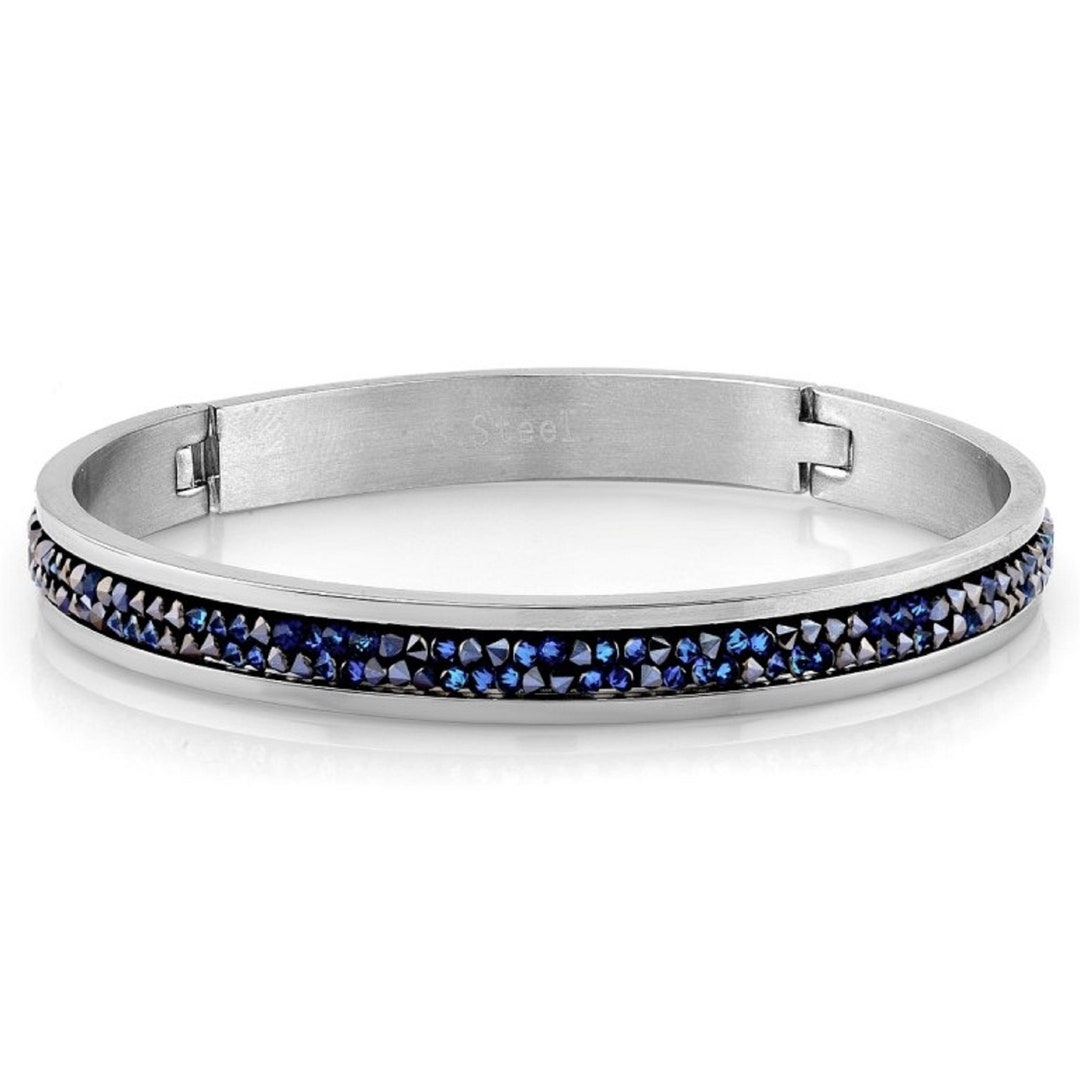 Sparkly Blue Crystal Bracelet • Stainless Steel Bangle Bracelet for ...