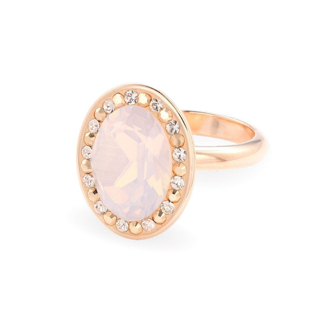 Rose Gold Ring Water Opal Ring Oval Ring Swarovski Ring - Etsy