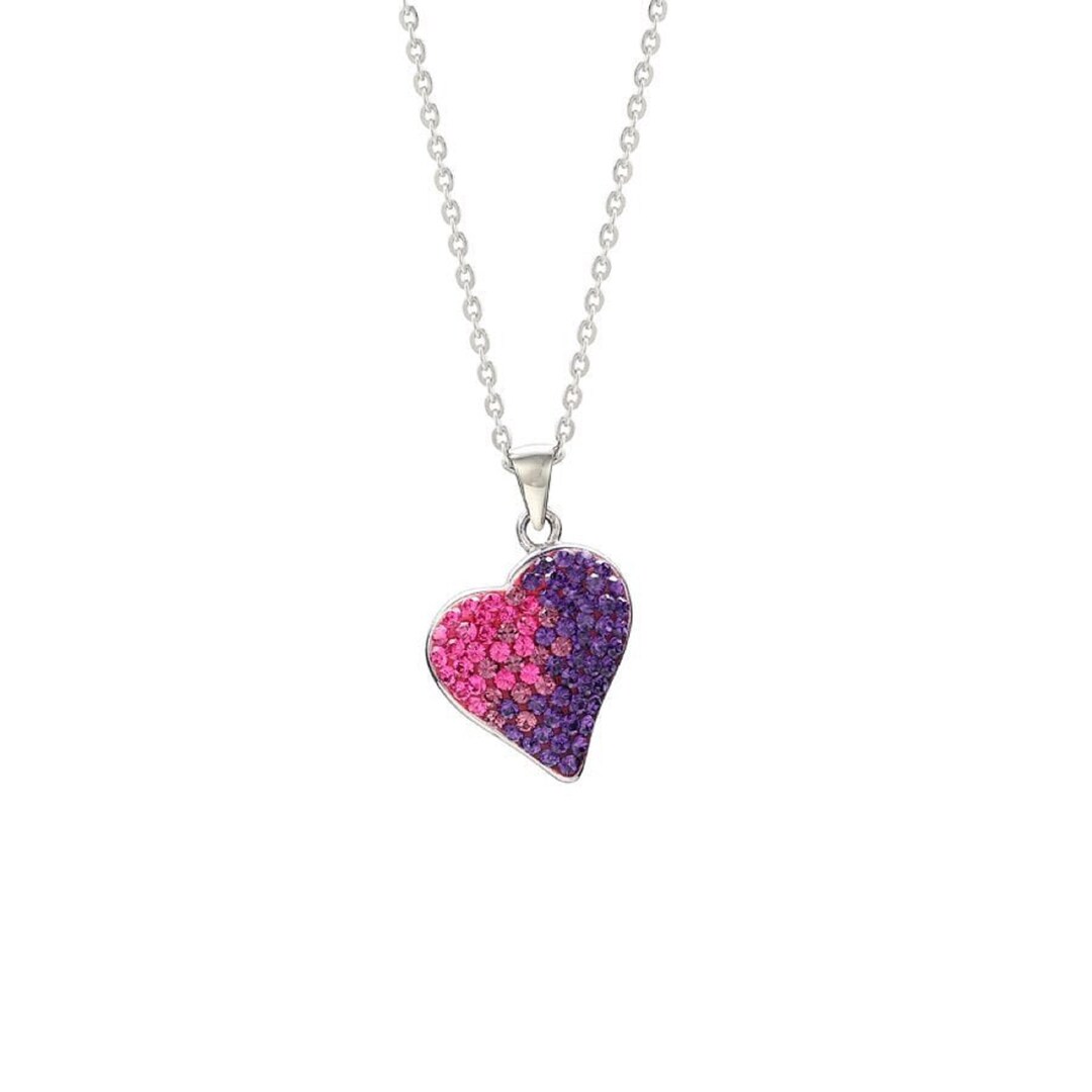Fuchsia Purple Heart Necklace Swarovski Necklace Sparkly Purple Crystal ...