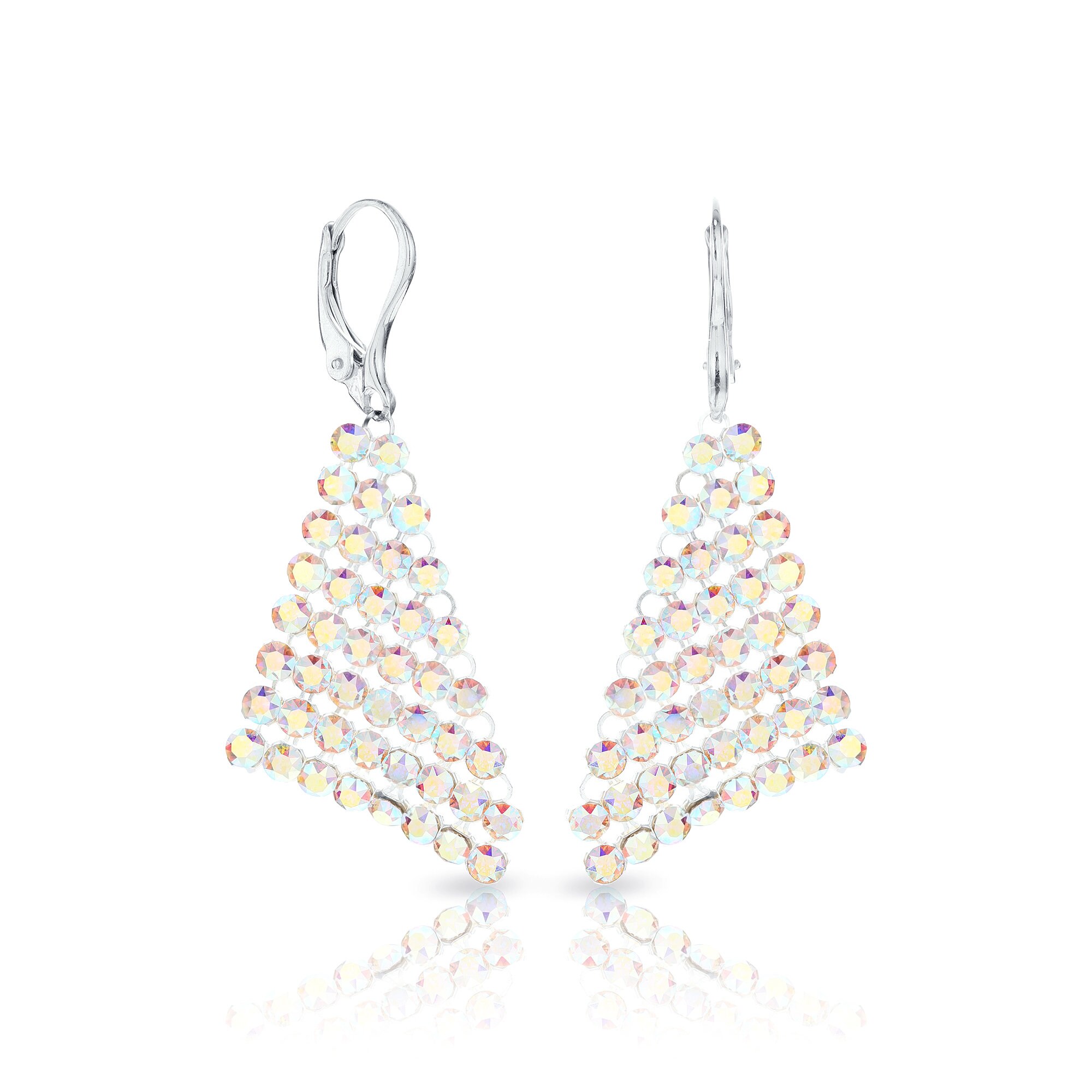 Swarovski Glamour Triangle Earrings Sparkly Crystal Mesh - Etsy