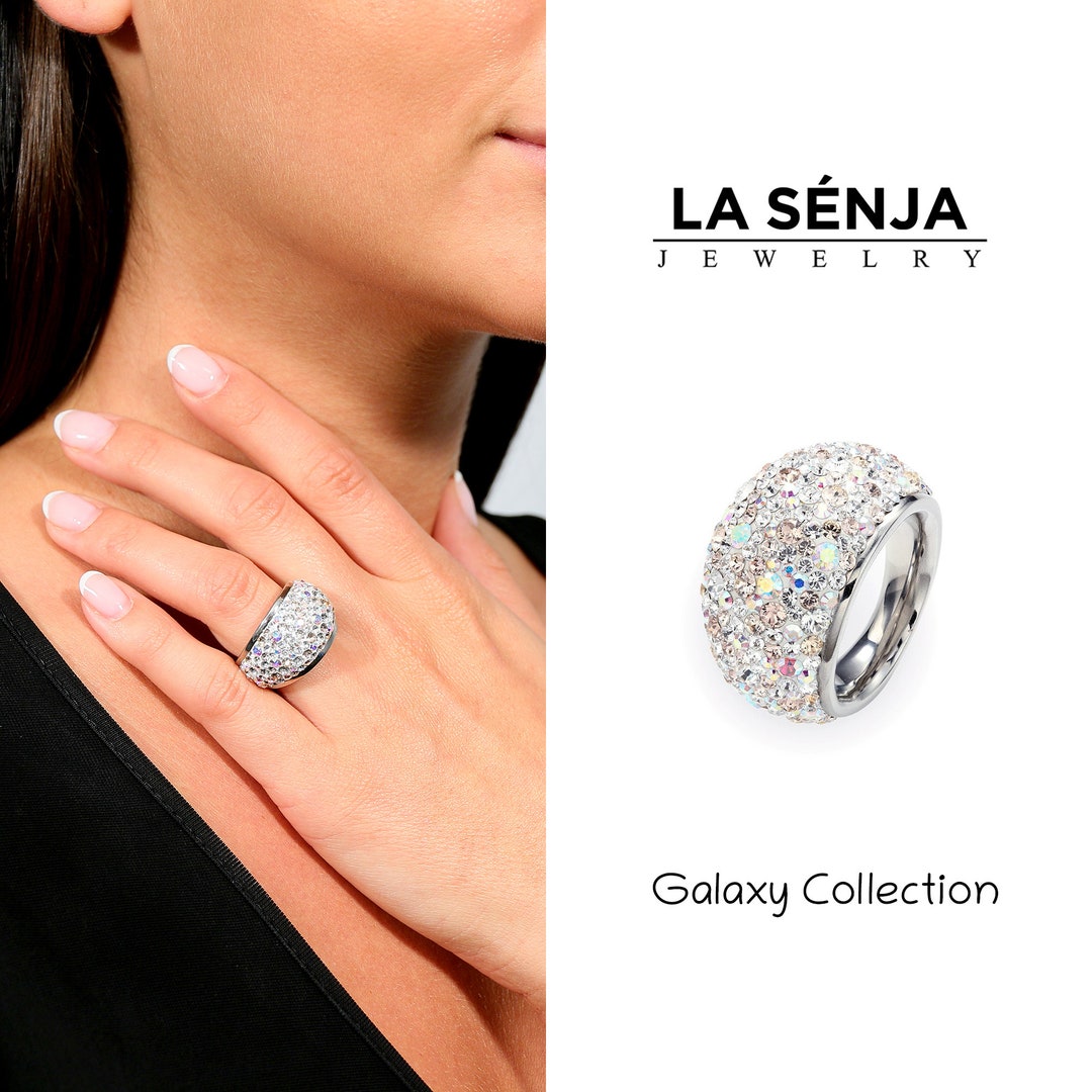 Swarovski Ring for Women Sparkly Clear Crystal Ring Statement Ring ...