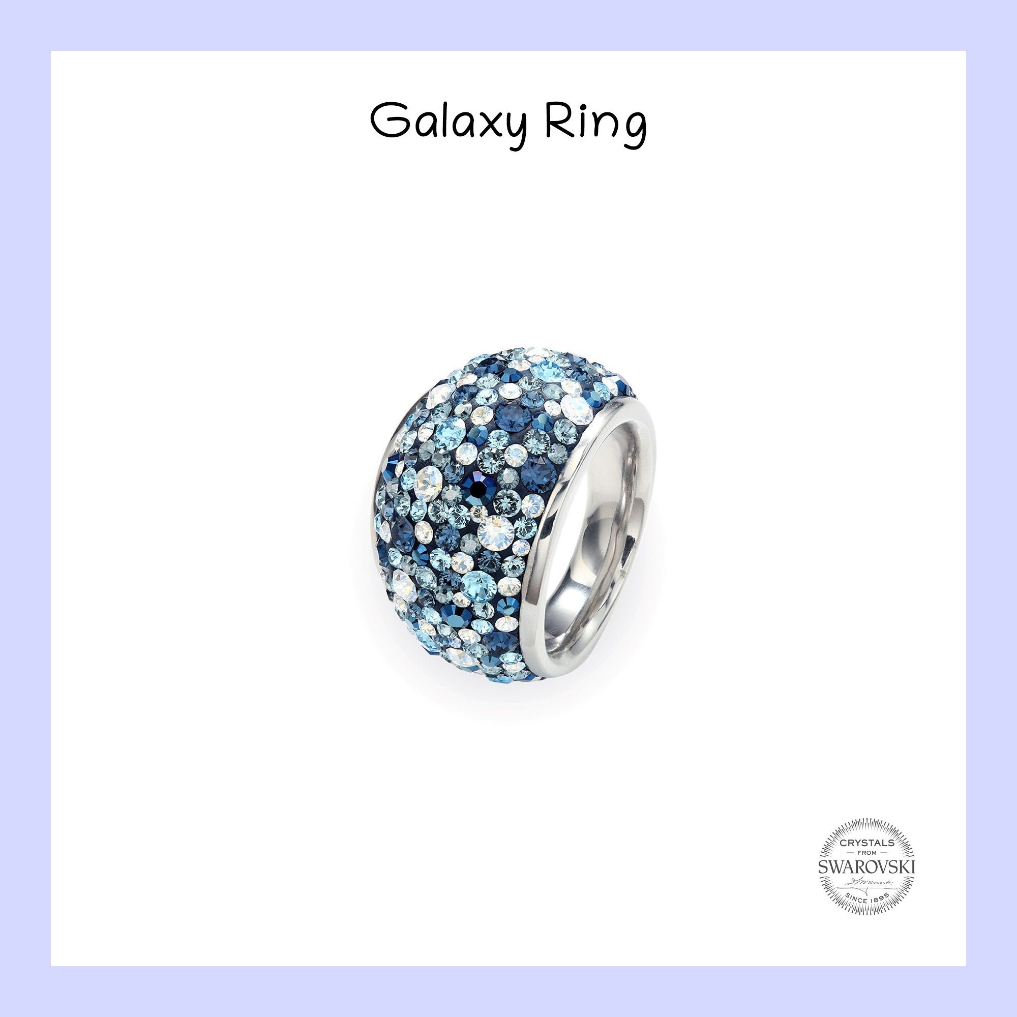 Swarovski Ocean Blue Ring Sparkly Blue Crystal Ring Unique - Etsy