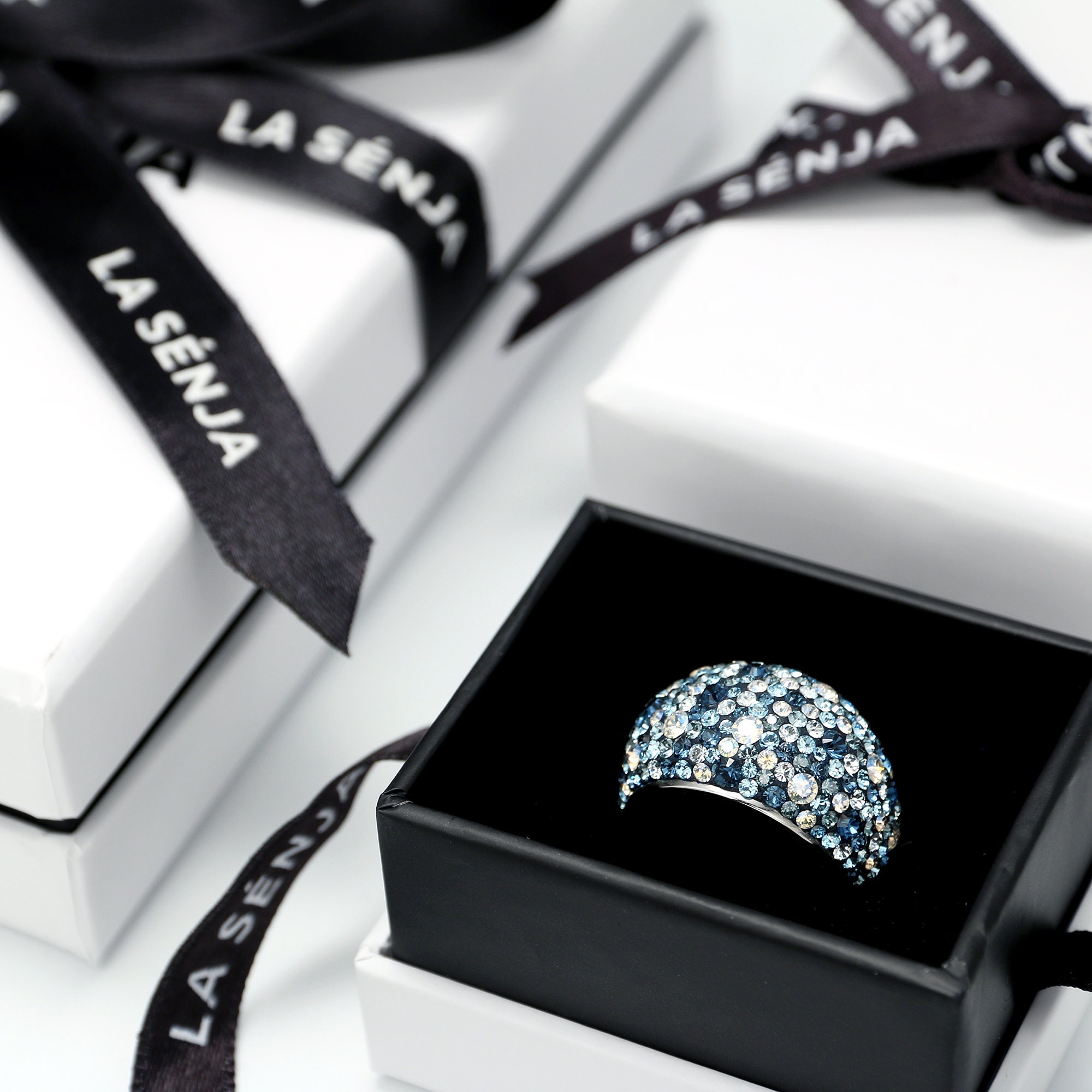 Swarovski Ocean Blue Ring Sparkly Blue Crystal Ring Unique - Etsy