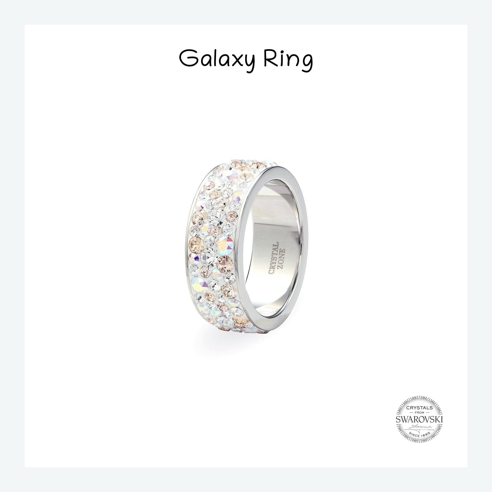 Unique Swarovski Ring Band Sparkly Crystal Ring 316L | Etsy