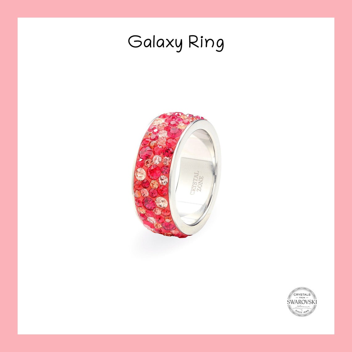 Swarovski Red Crystal Ring 316L Stainless Steel Ring Band | Etsy