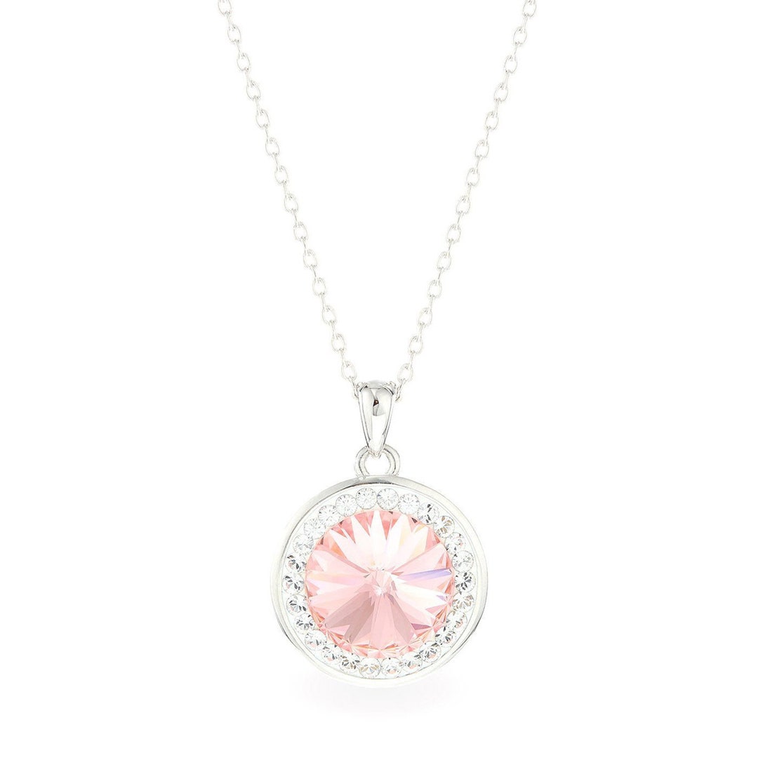 Swarovski Light Pink Necklace Sparkly Pink Crystal Necklace Round ...