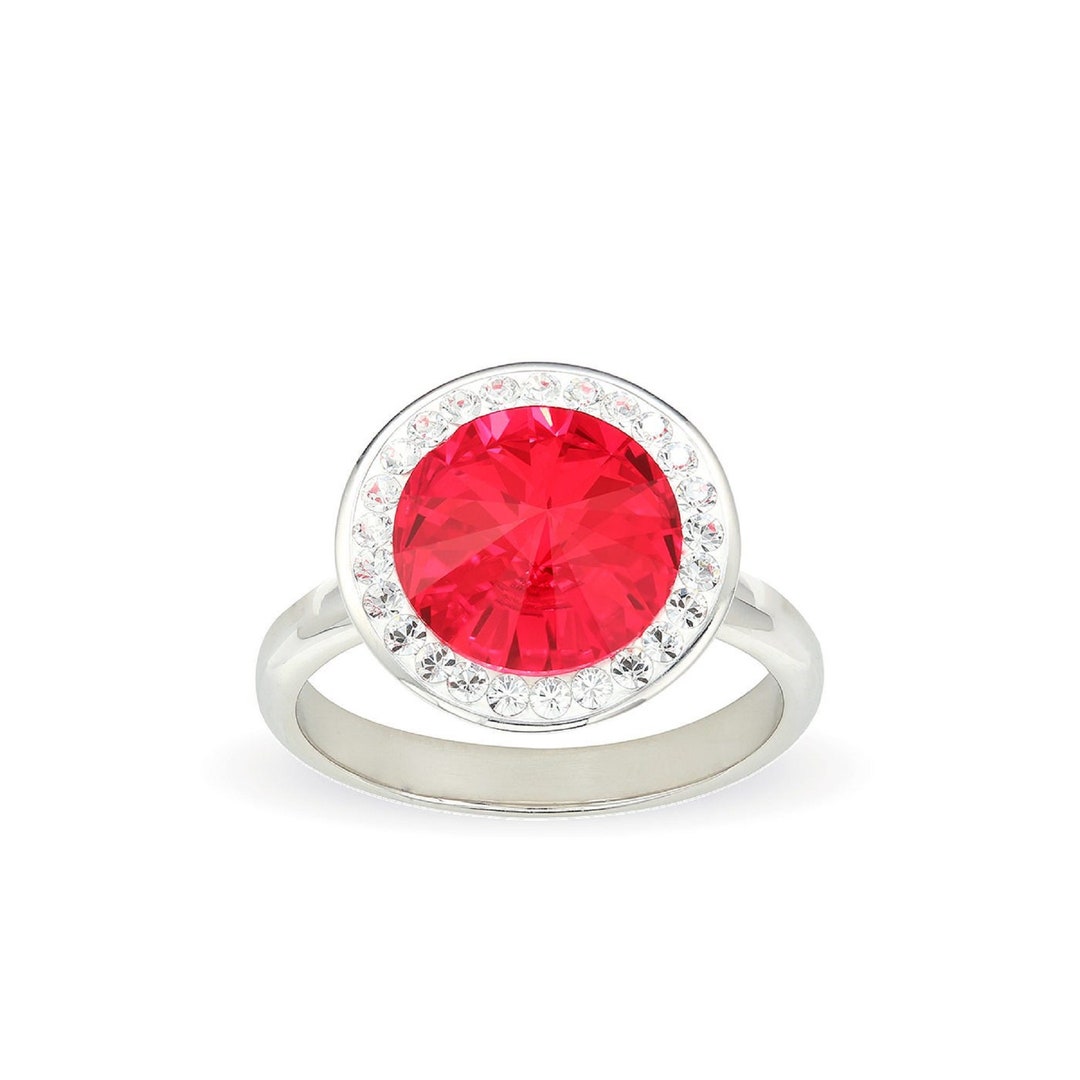 Swarovski Light Siam Red Ring for Women Sparkly Red Crystal Ring ...