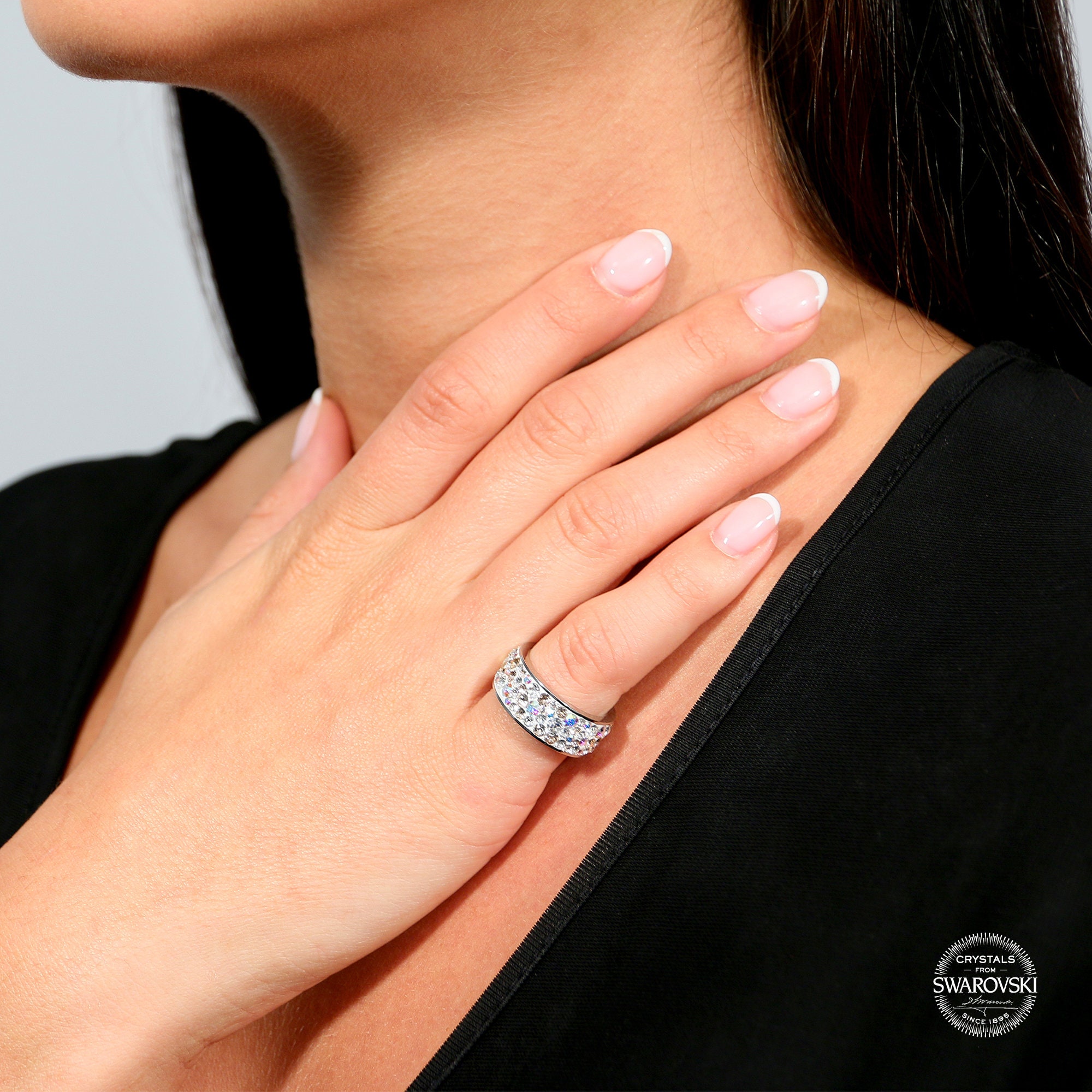 Unique Swarovski Ring Band Sparkly Crystal Ring 316L - Etsy