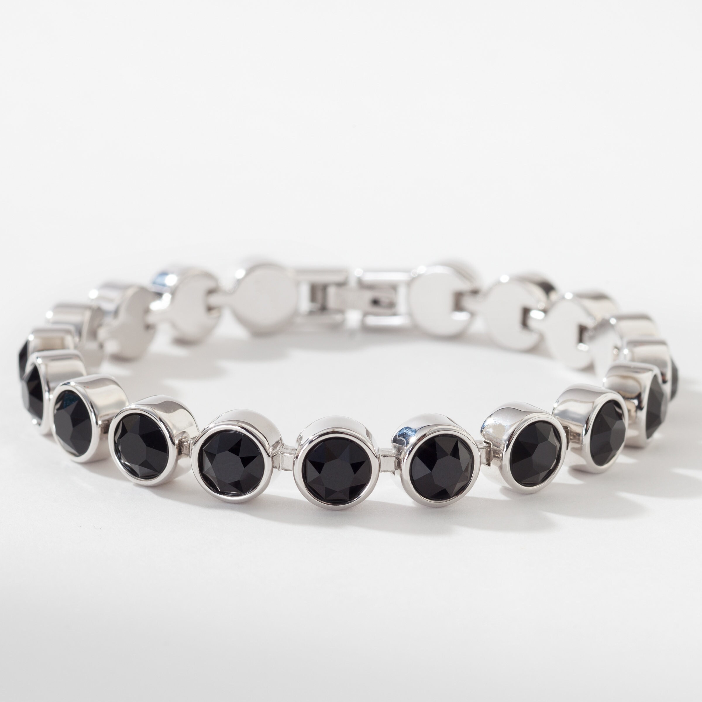 Black Crystal Bracelet • Stainless Steel Bracelet for Women • Tennis ...