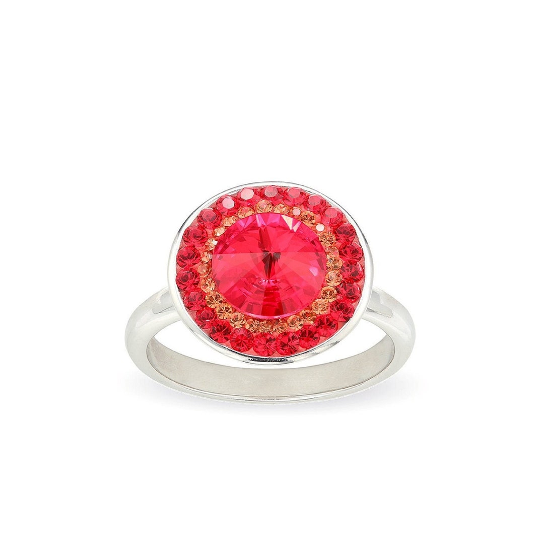 Light Siam Red Ring for Women • Sparkly Red Crystal Ring • Red Stone ...