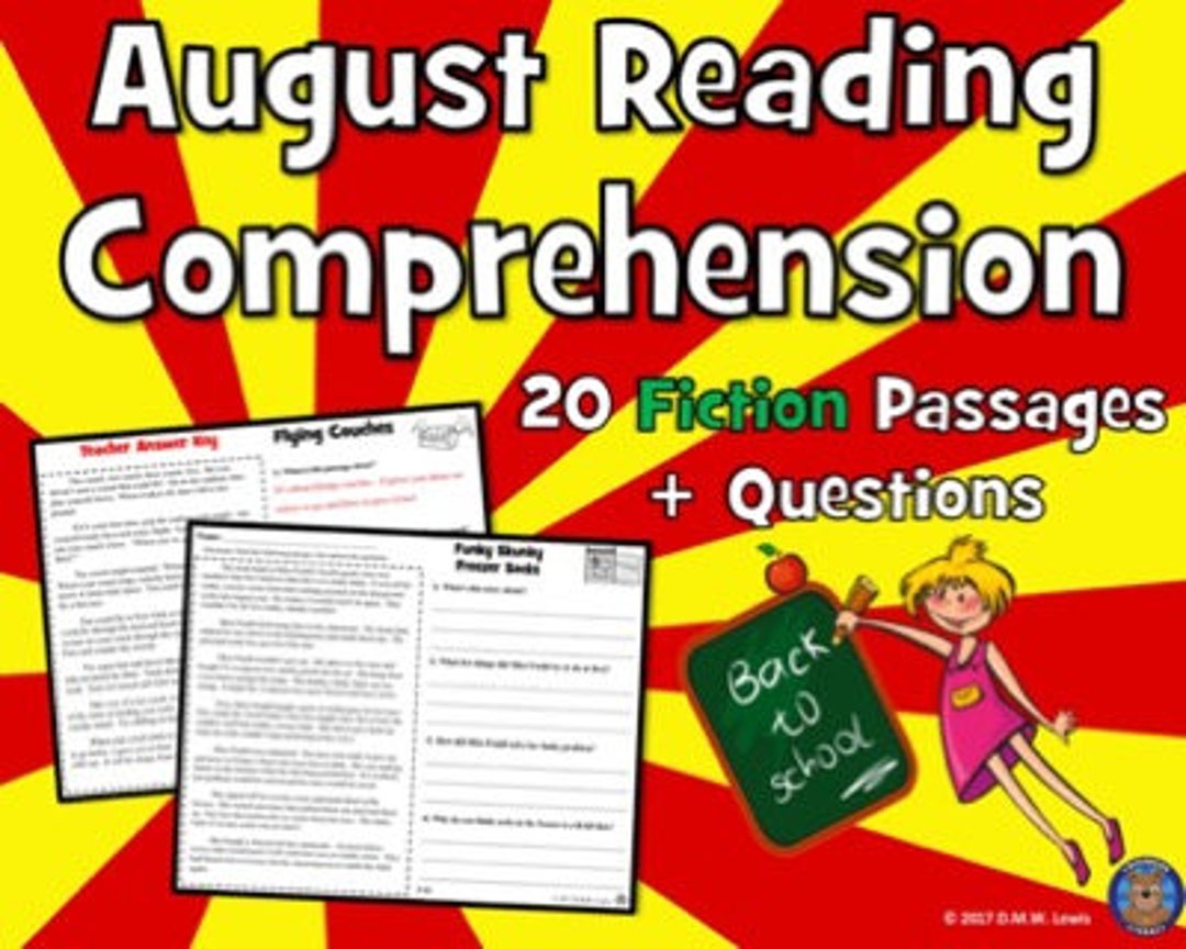 20 August Fun Fiction Reading Comprehension Passages: Funny Reading ...