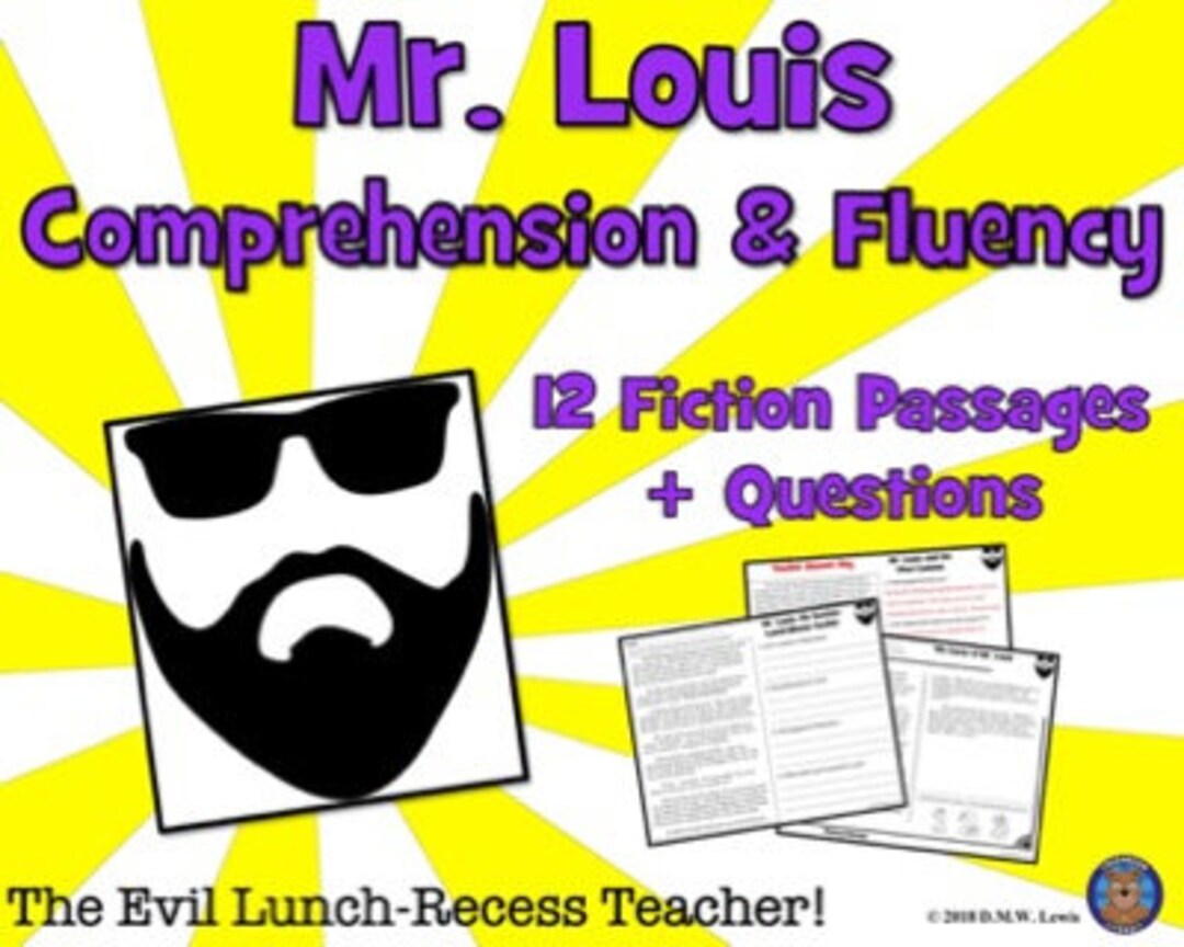 12 Evil Recess Teacher Mr. Louis Fun Fiction Reading Comprehension ...
