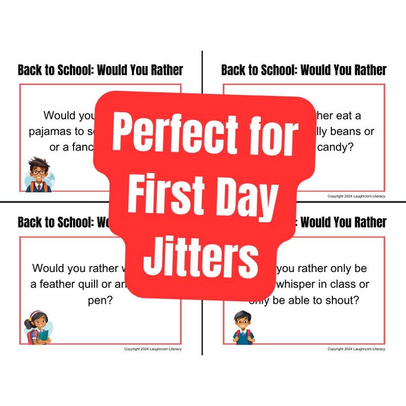 36 Back to School would You Rather Task Cards FUN Prompts Fun Reading ...