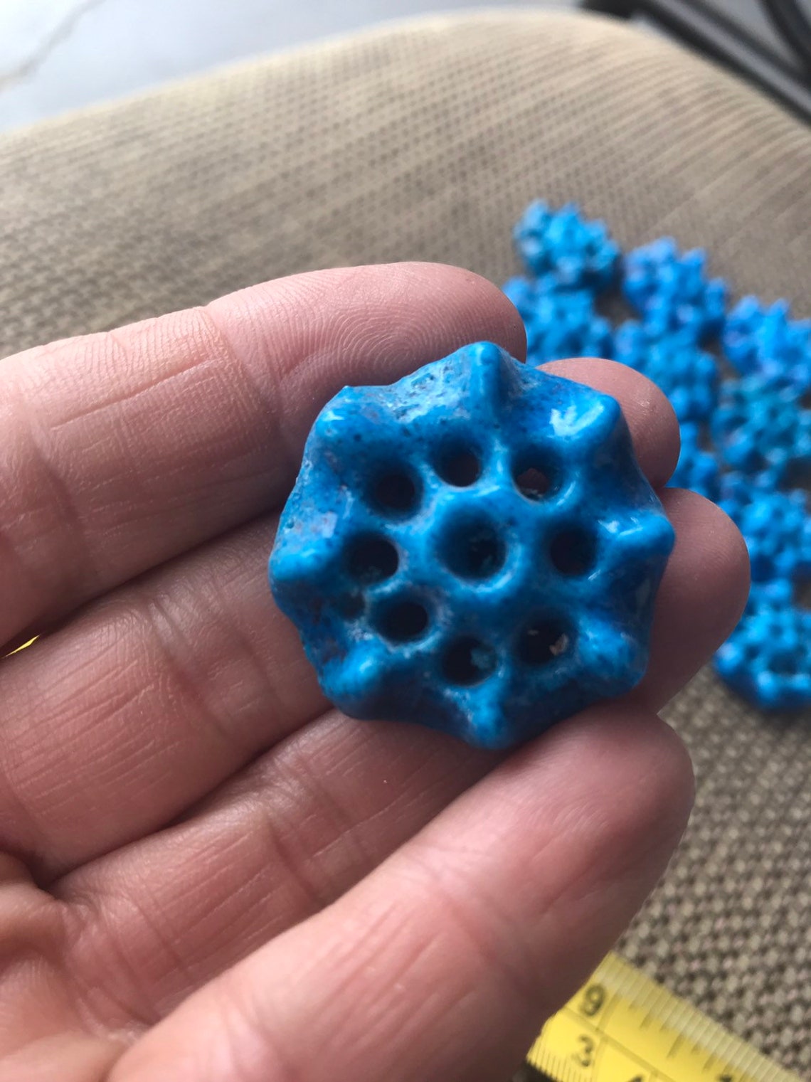 Rare blue pinwheel donkey faience beads lot of 12 | Etsy