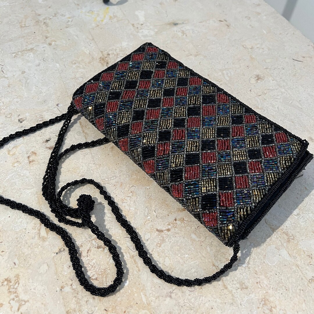 Vintage Beaded Box Envelope Evening Bag Crossbody Purse - Etsy