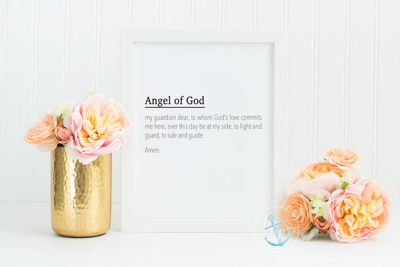 Angel of God Printable, Large Wall Art, Catholic Prayer Christian ...