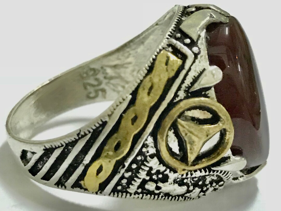 Silver Yemeni Dark Red Like the Color of the Liver Aqeeq Agate - Etsy