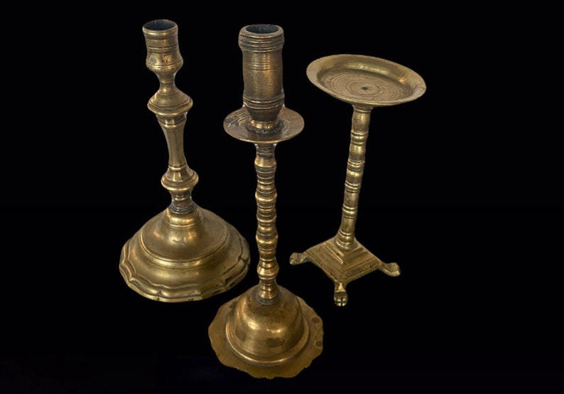 Antique Brass Candlestick, 3pes, 1800s, From Yemen - Etsy