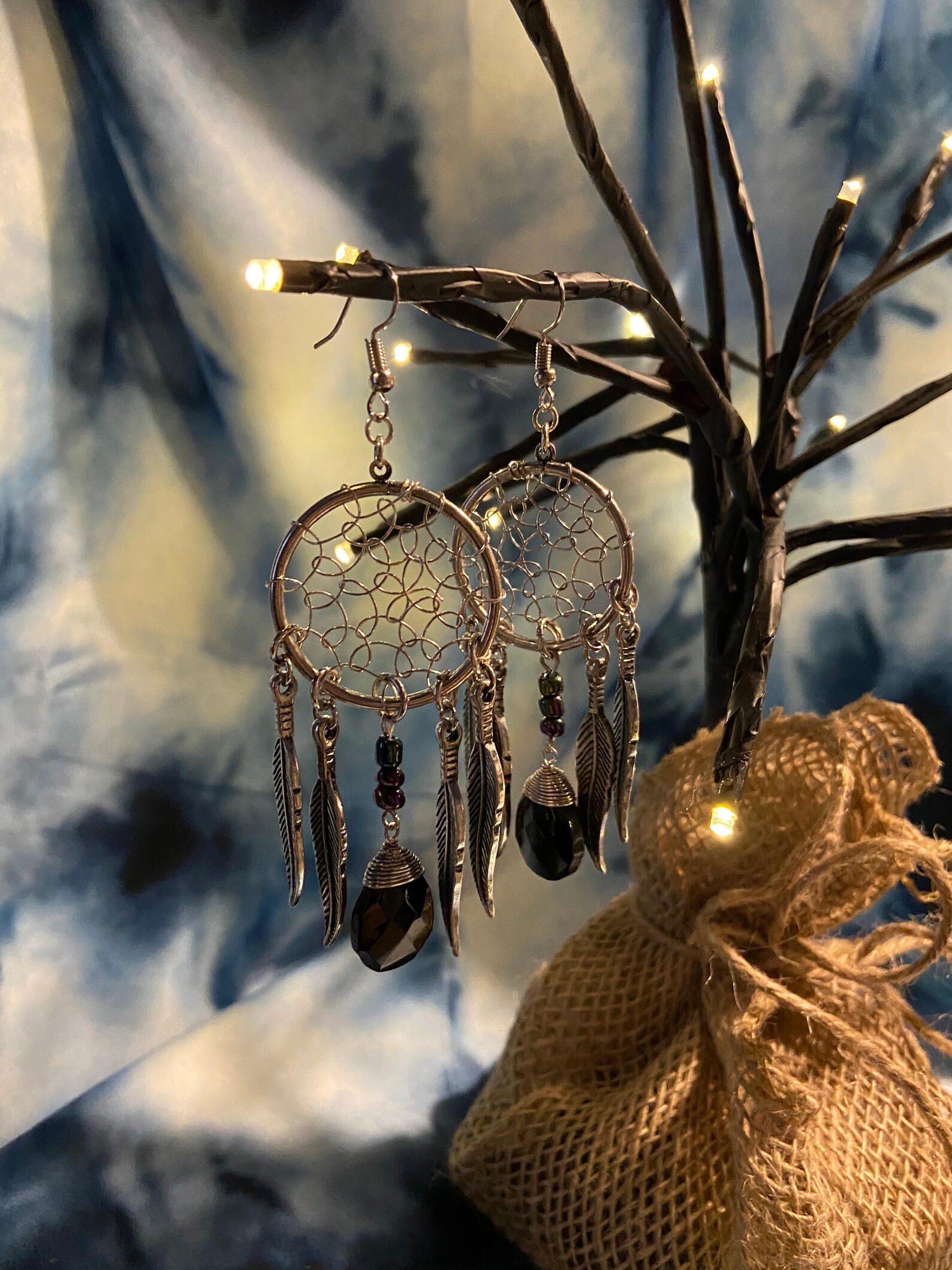 Metal Dream Catcher Earrings With Beads - Etsy